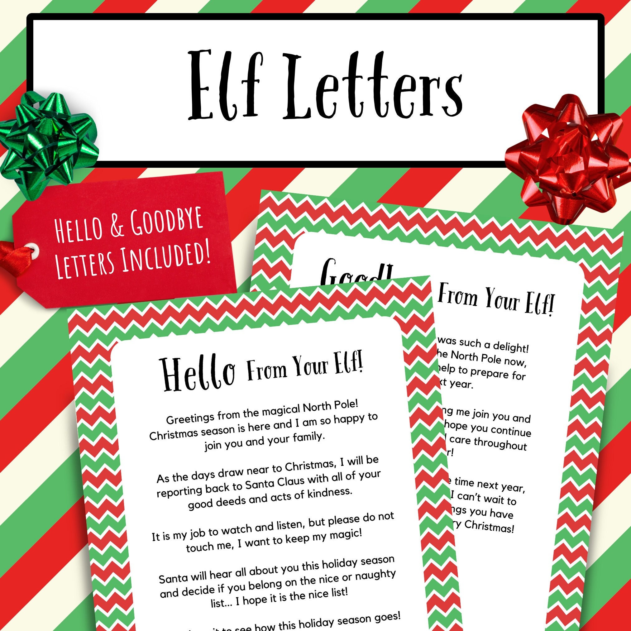 Elf Letters, Elf Hello & Goodbye Letters, Arrival and Departure Letters ...