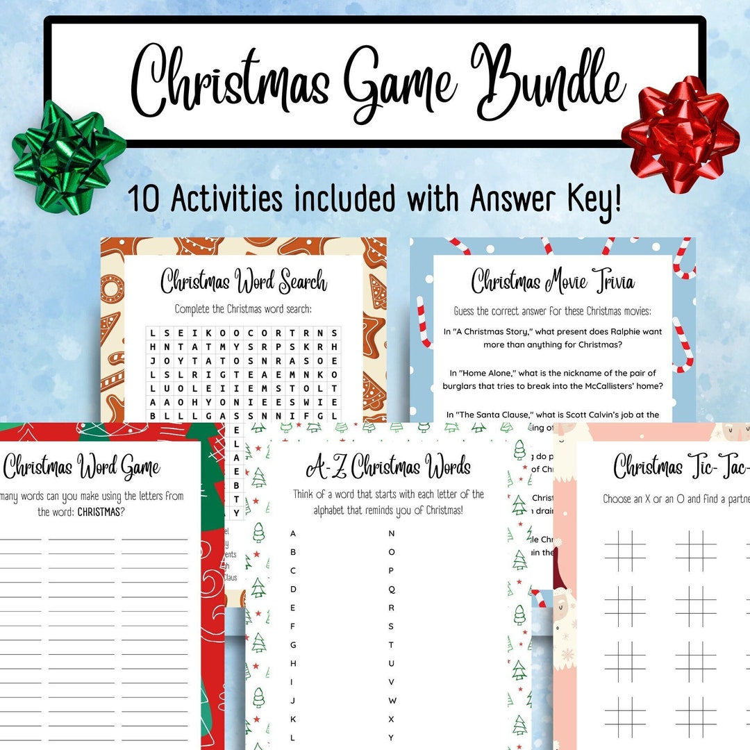 Printable Christmas Game Bundle, Christmas Trivia, Holiday Games, for ...