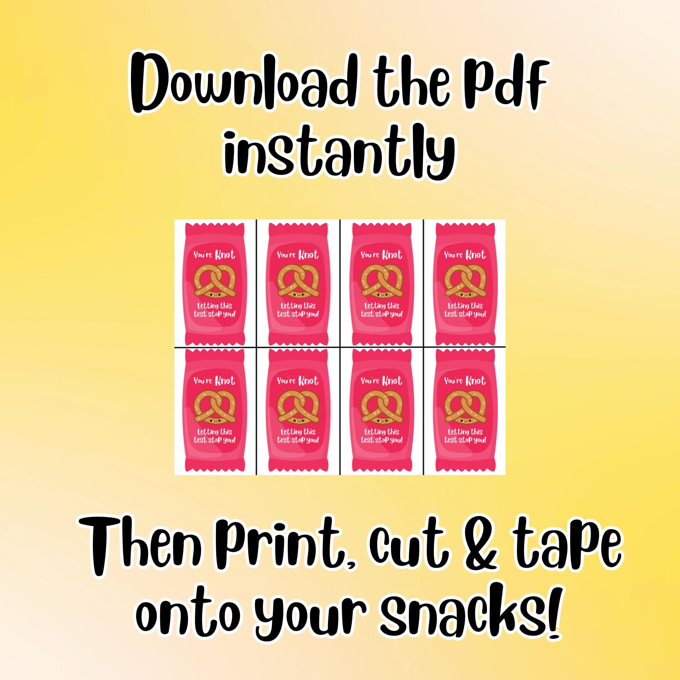 Testing Day Snack Tag, Classroom Treat Tag, Pretzel Tags, Good Luck ...