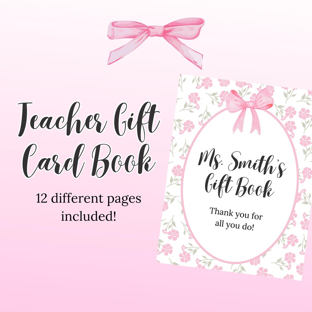 Editable Teacher Gift Card Book, Canva Template, Teacher Gift Idea ...