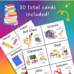 Partner Pairing Cards, Back to School Partner Pairing Cards, Group ...