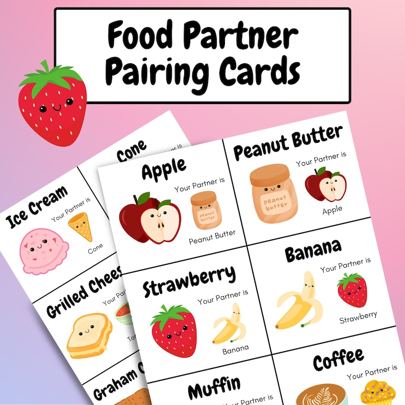 Partner Pairing Cards, Group Pairing and Matching Cards, for Classroom ...