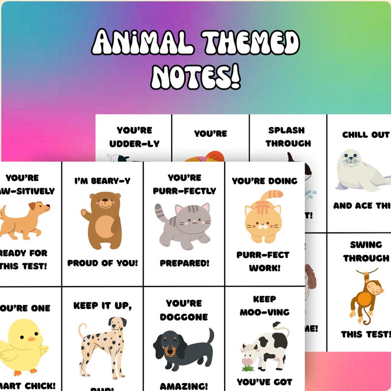 Testing Encouragement Notes, Testing Day Notes, Testing Snack, Animal ...