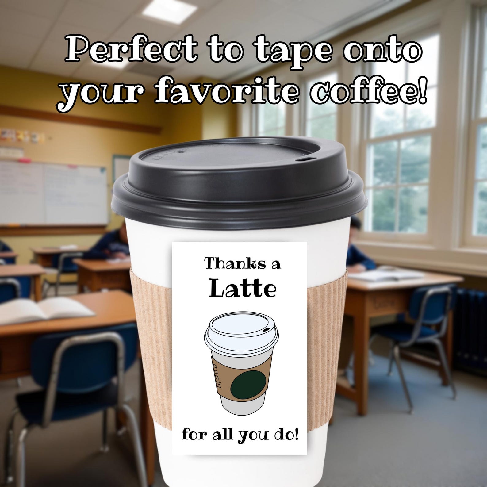 Thanks A Latte Coffee Tag, Starbucks Label, Starbucks Coffee Tag, Treat ...