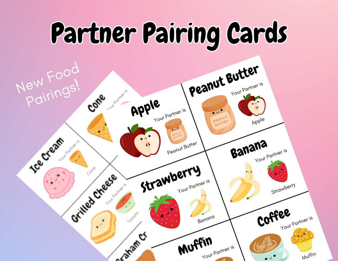 Partner Pairing Cards Group Pairing and Matching Cards for - Etsy