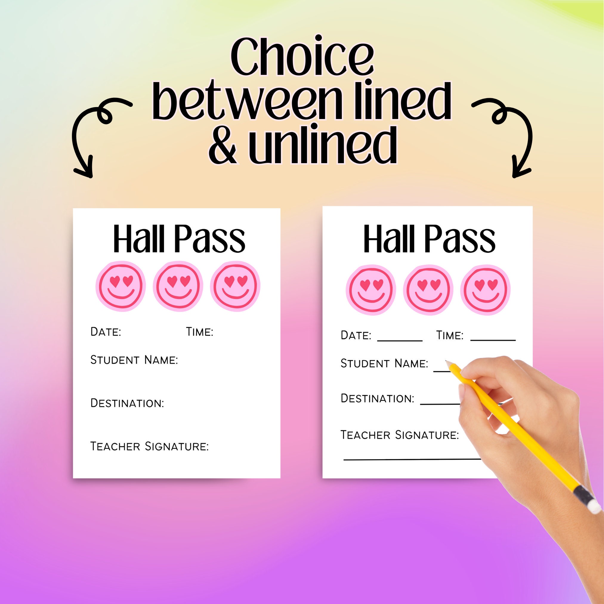 Hall Passes, Preppy Themed Hall Pass Set, Office Pass, Smiley Face ...