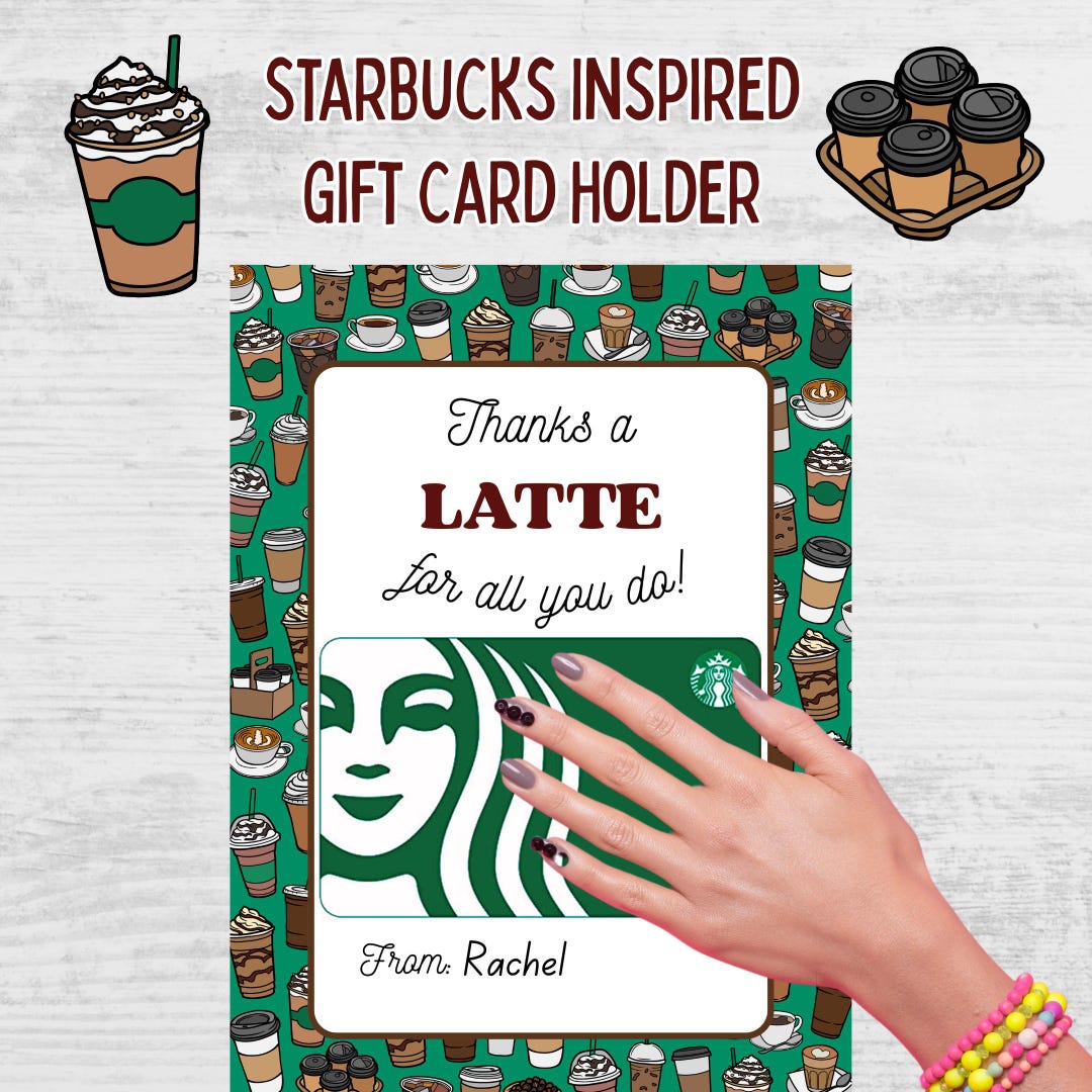 Starbucks Inspired Gift Card Holder, Coffee Gift Card, Starbucks Gift ...