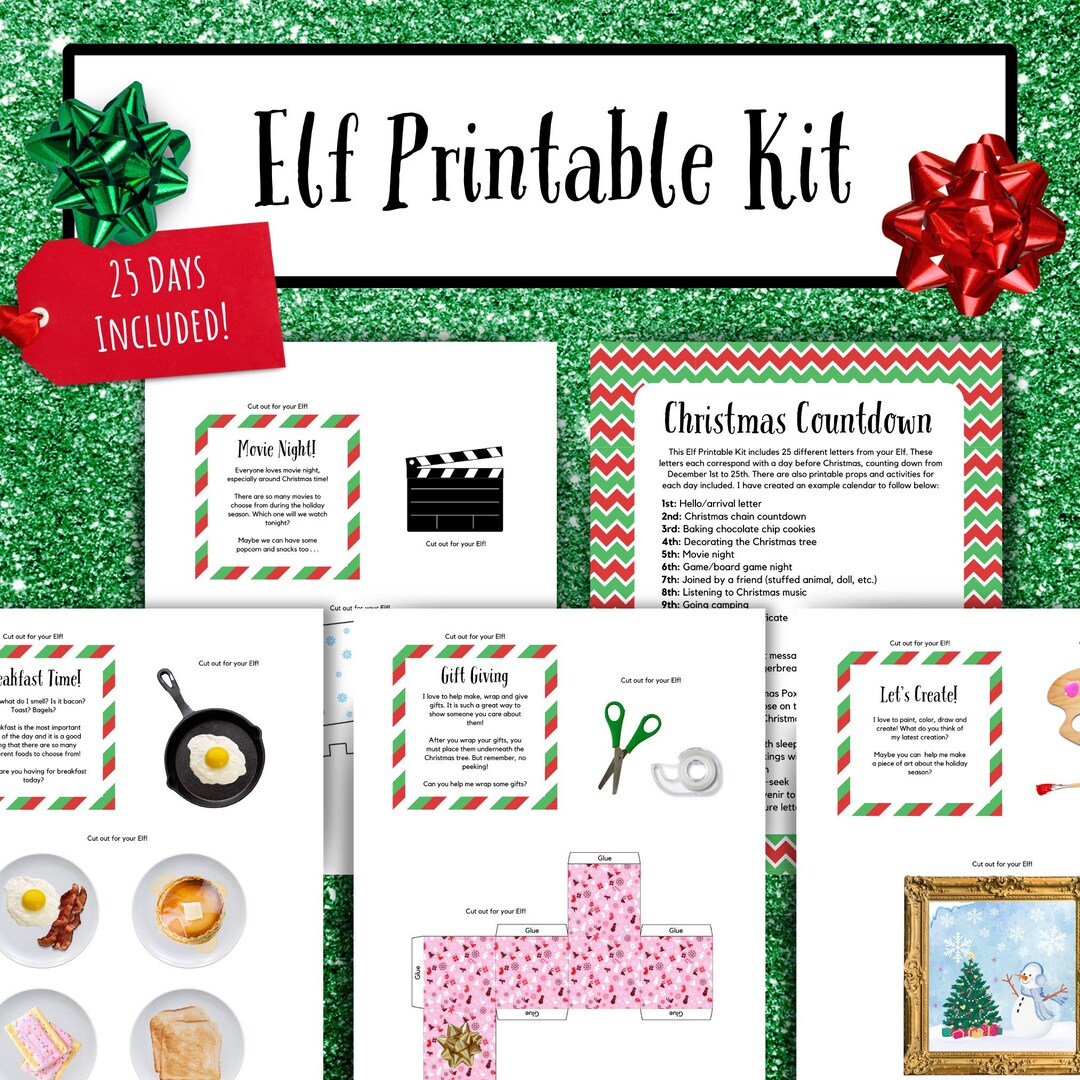 Elf Printable Kit, Elf Props, Activities and Letters Included, 25 Day ...