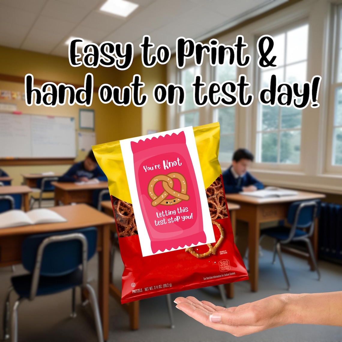 Testing Day Snack Tag, Classroom Treat Tag, Pretzel Tags, Good Luck ...