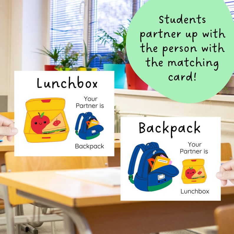 Partner Pairing Cards, Back to School Partner Pairing Cards, Group ...