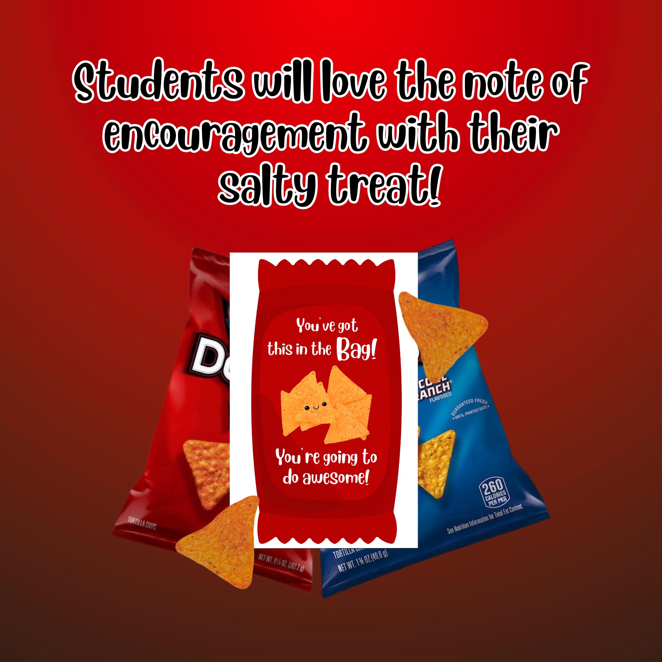 Testing Day Snack Tag, Classroom Treat Tag, Nacho Cheese Chips, Chip ...