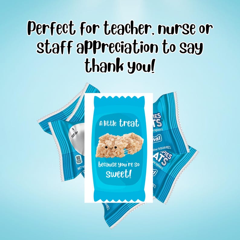 Teacher Appreciation Snack Tag, Treat Tag, Crispy Rice Treats, Thank ...