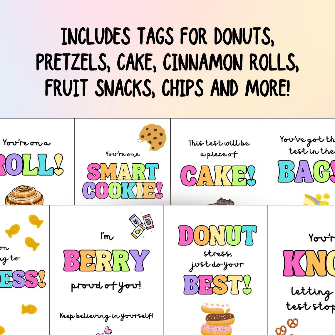 State Testing Snack Tags, Printable Snack Labels, Goody Bag Toppers for ...
