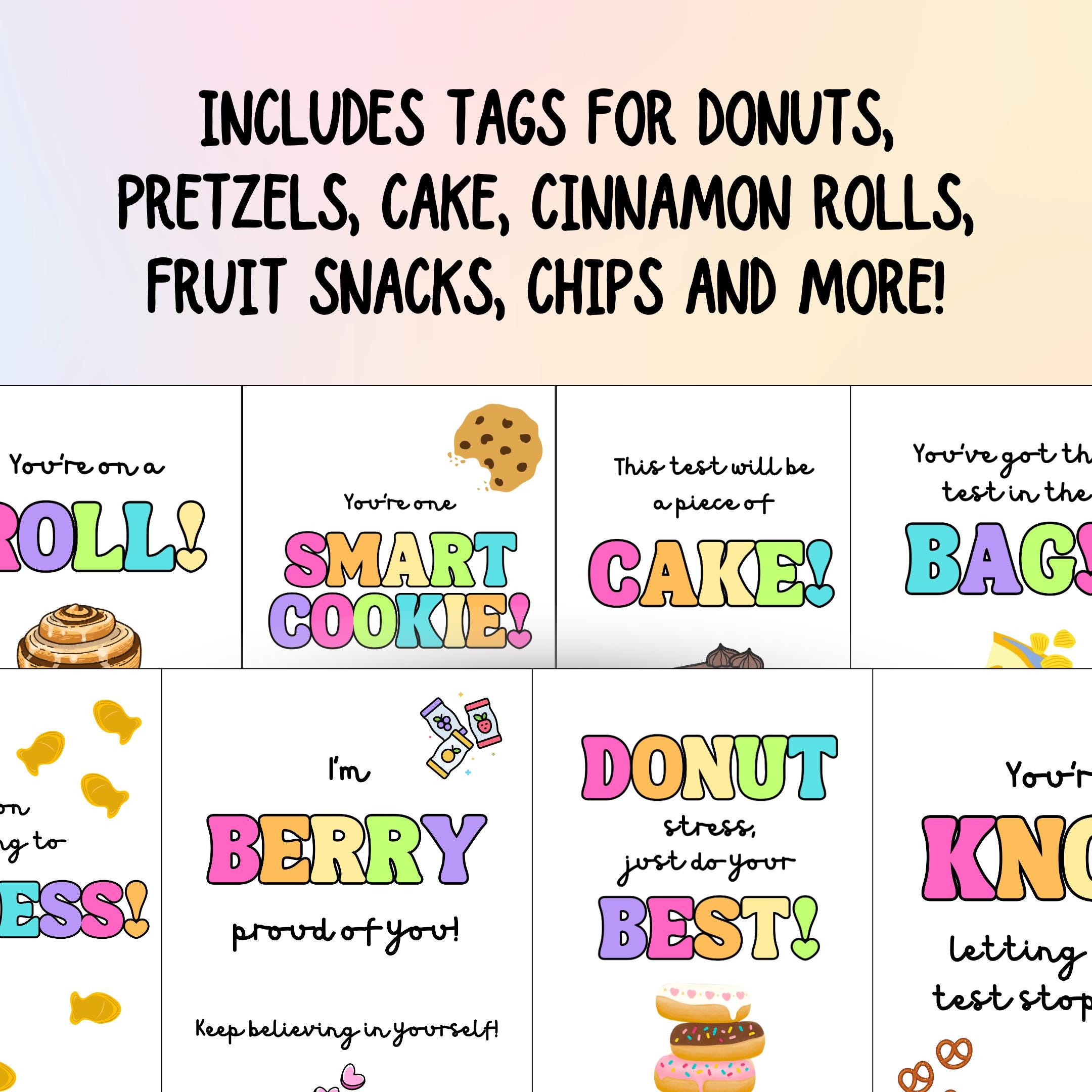 State Testing Snack Tags, Printable Snack Labels, Goody Bag Toppers for ...