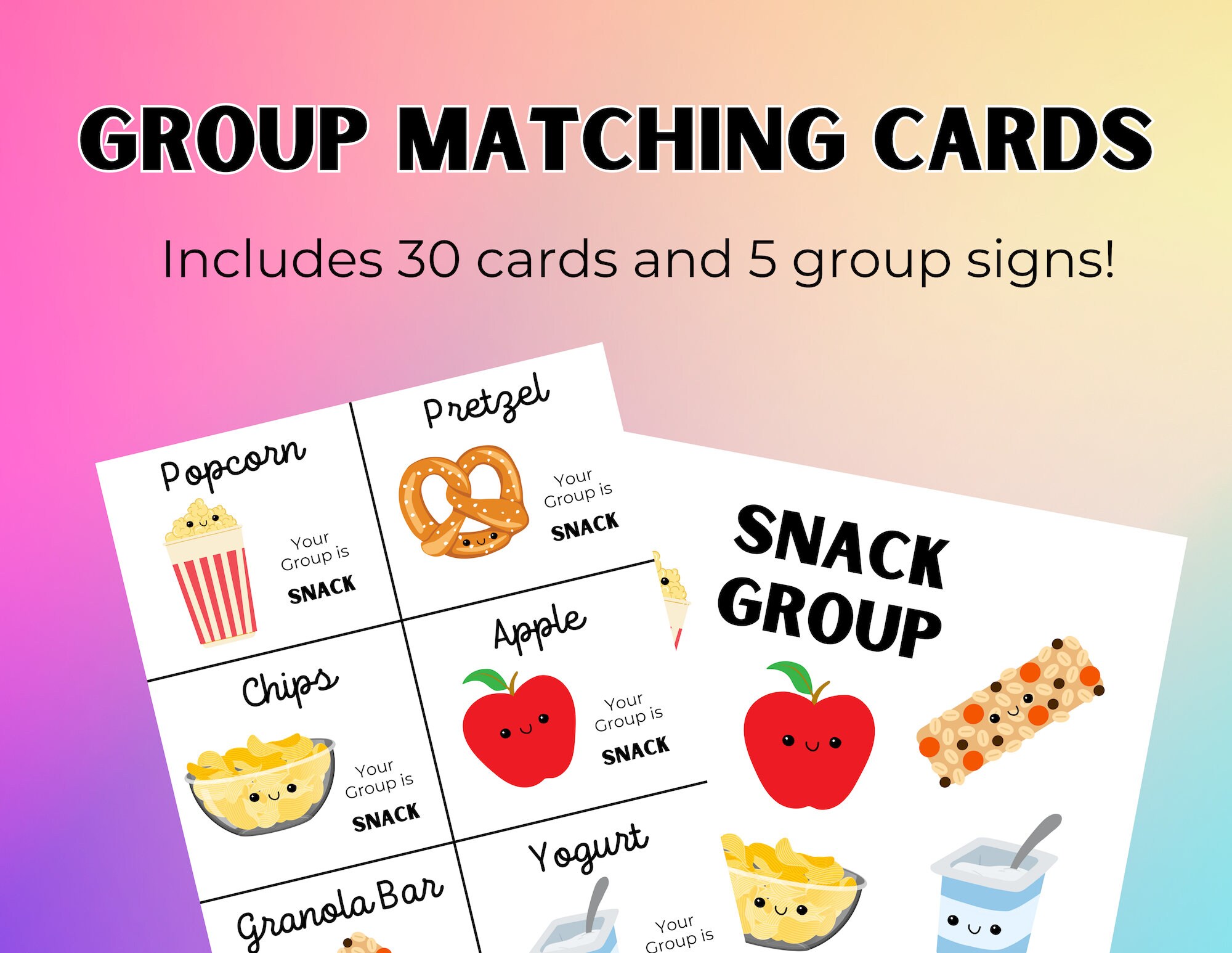 Group Matching Cards, Group Pairing and Matching Cards, for Classroom ...