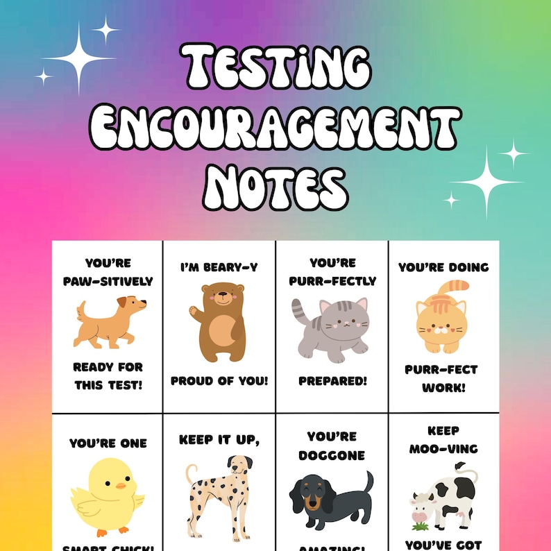 Testing Encouragement Notes, Testing Day Notes, Testing Snack, Animal ...
