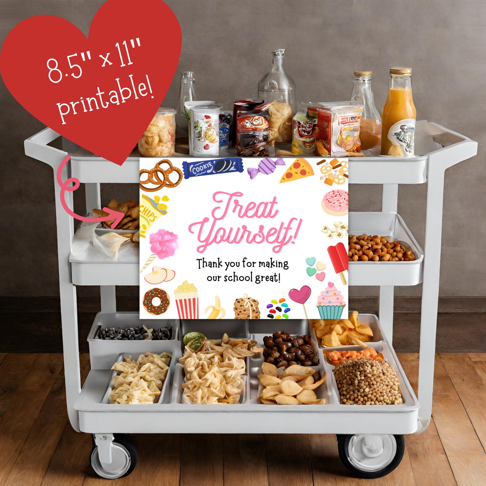 Snack Cart Sign, Teacher Appreciation Week, PTA, PTO, Teacher Gift ...