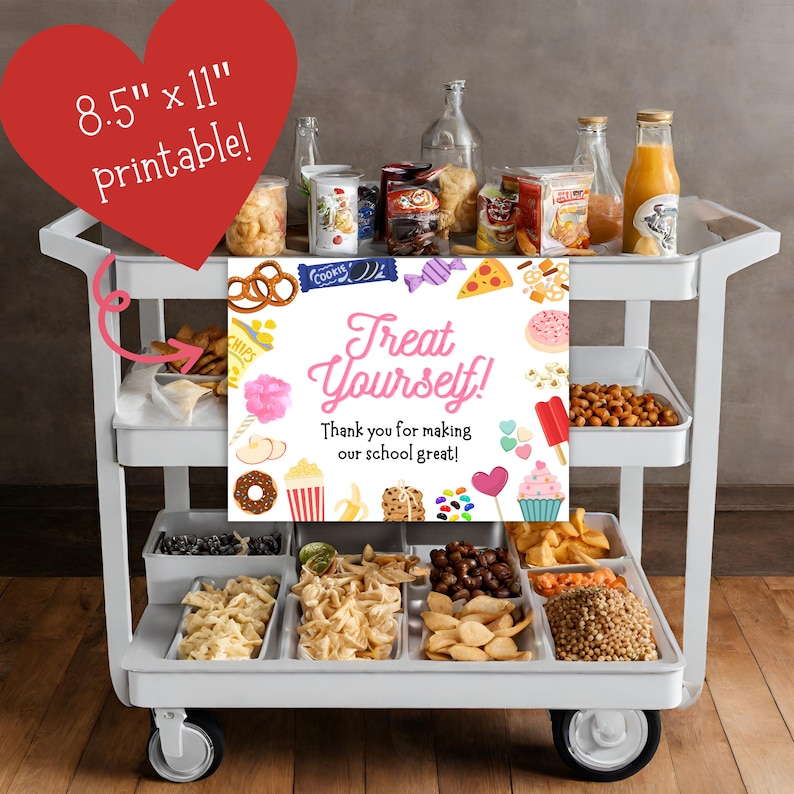 Snack Cart Sign, Teacher Appreciation Week, PTA, PTO, Teacher Gift ...