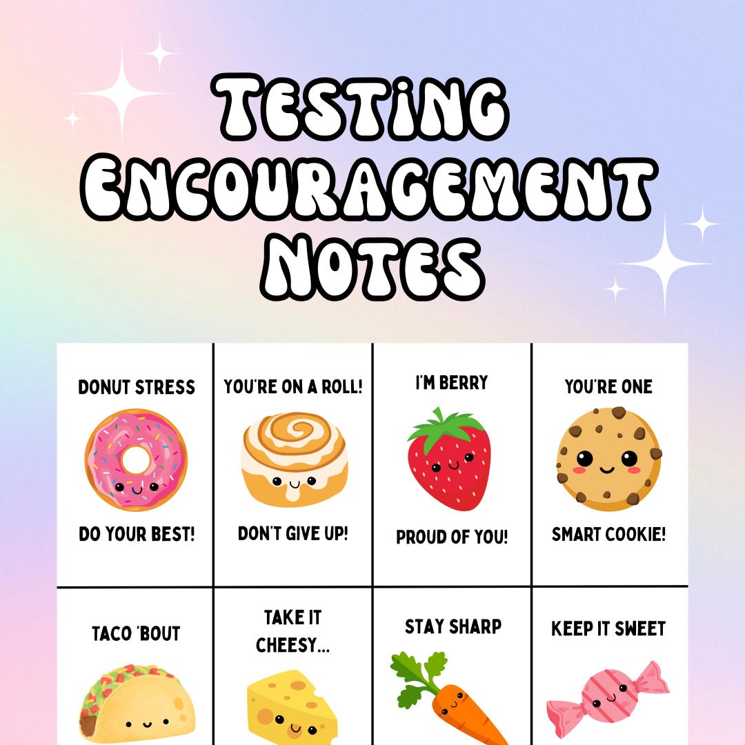 Testing Encouragement Notes, Testing Day Notes, Testing Snack, Testing ...