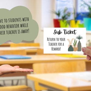 Sub Tickets, Boho, Neutral, Plant Themed, Classroom Management ...