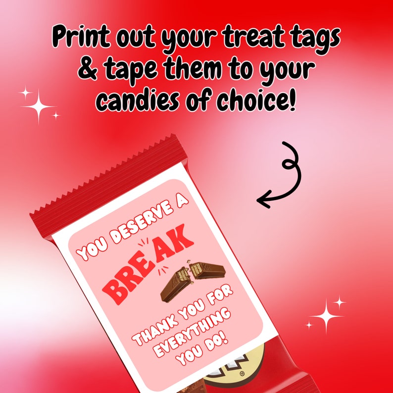 Candy Treat Tags, Chocolate Wafer Candy, Printable Treat Tags, Gift ...
