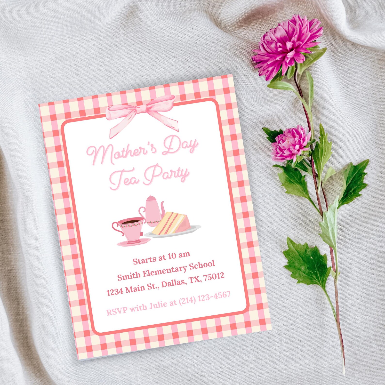 Mother's Day Tea Party Invitation, Tea Party Invitation, Mother's Day ...