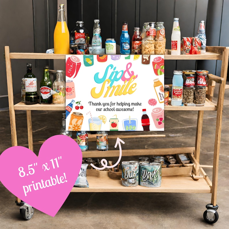 Soda & Drink Cart Sign, Teacher Appreciation Week, PTA, PTO, Teacher ...