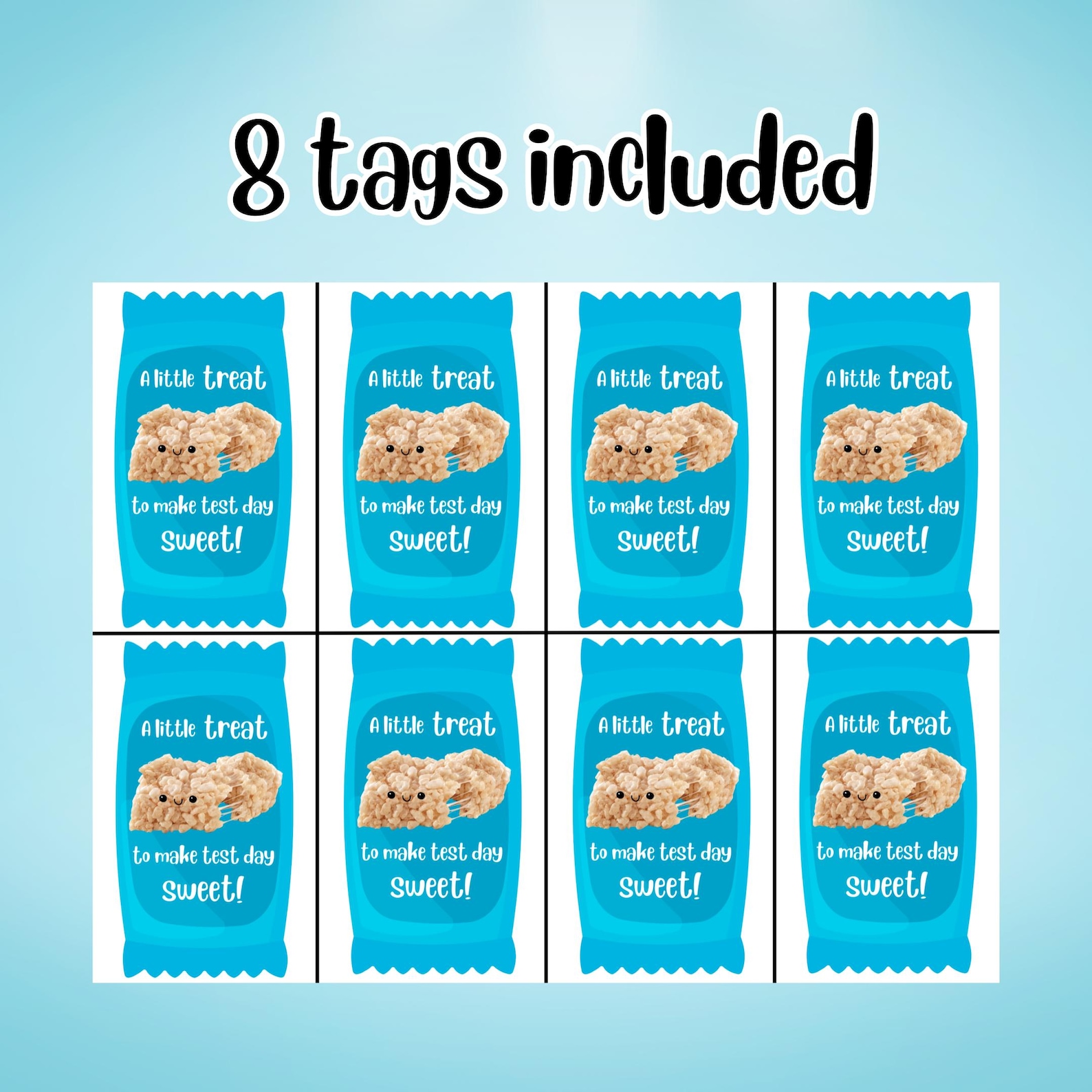 Testing Day Snack Tag, Classroom Treat Tag, Crispy Rice Treats, Good ...