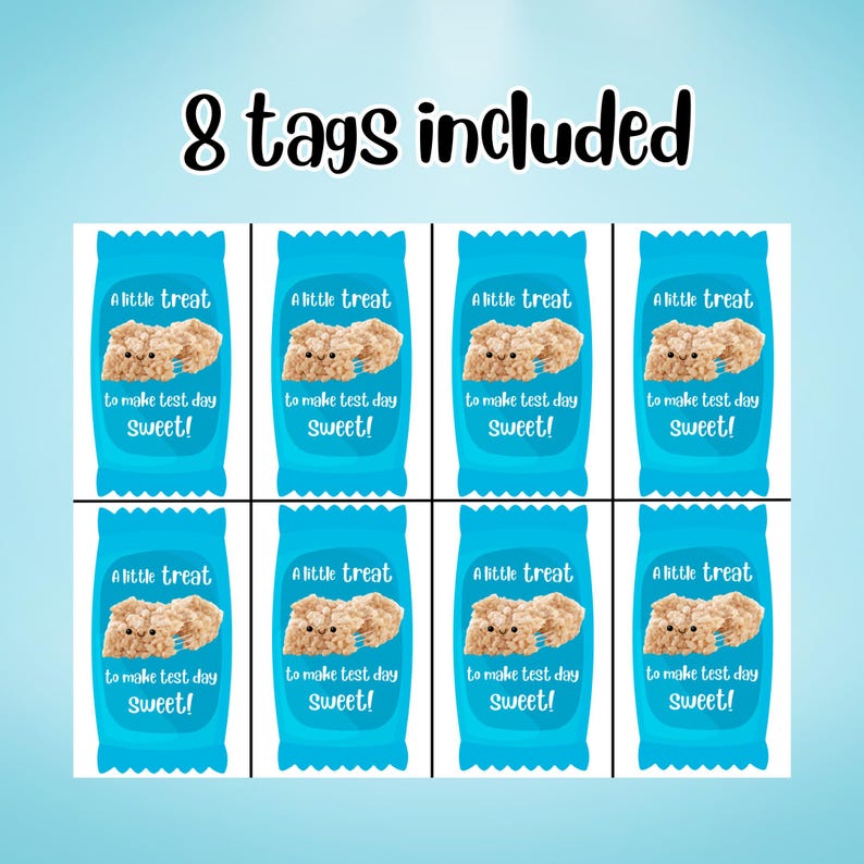 Testing Day Snack Tag, Classroom Treat Tag, Crispy Rice Treats, Good ...