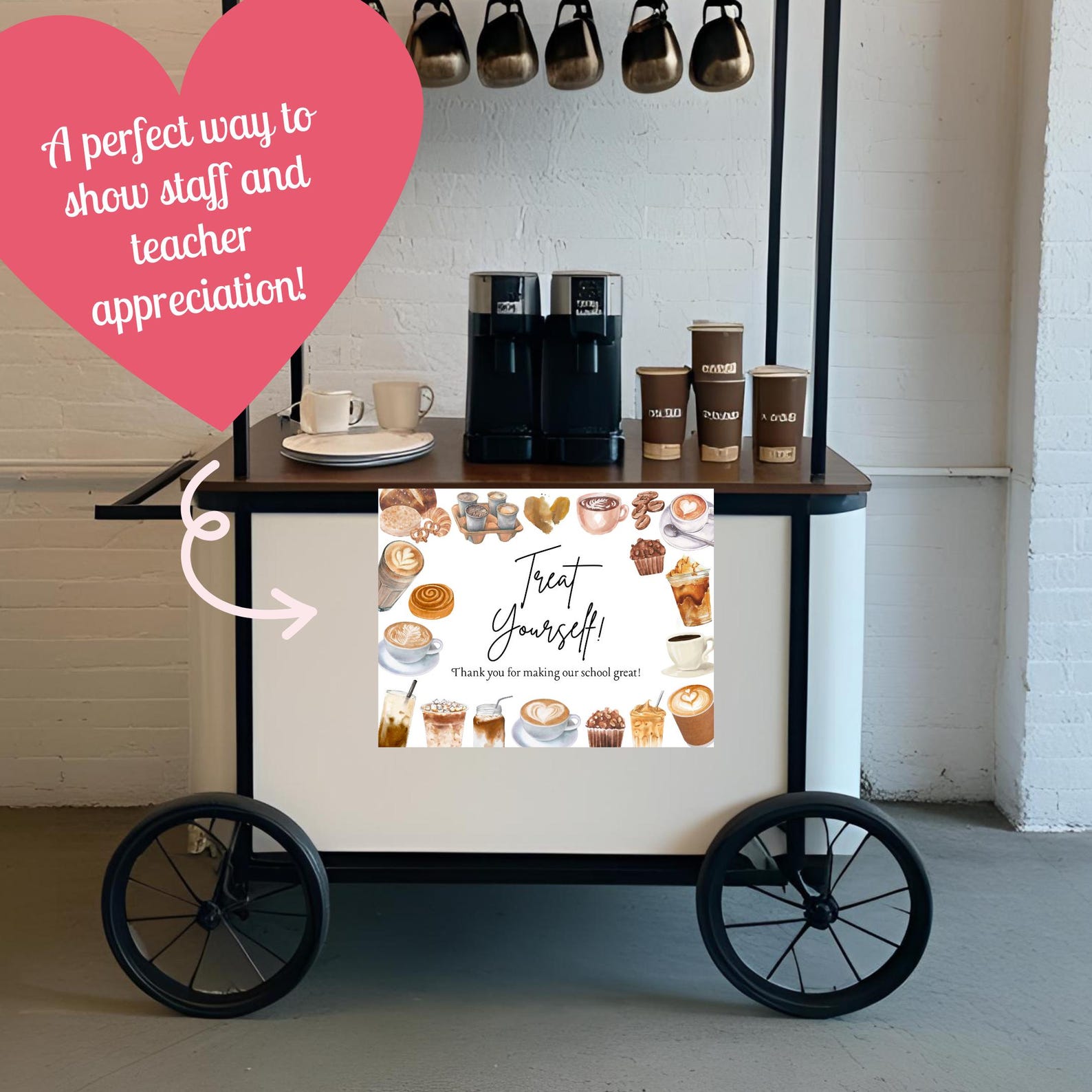 Coffee Cart Sign, Teacher Appreciation Week, PTA, PTO, Teacher Gift ...