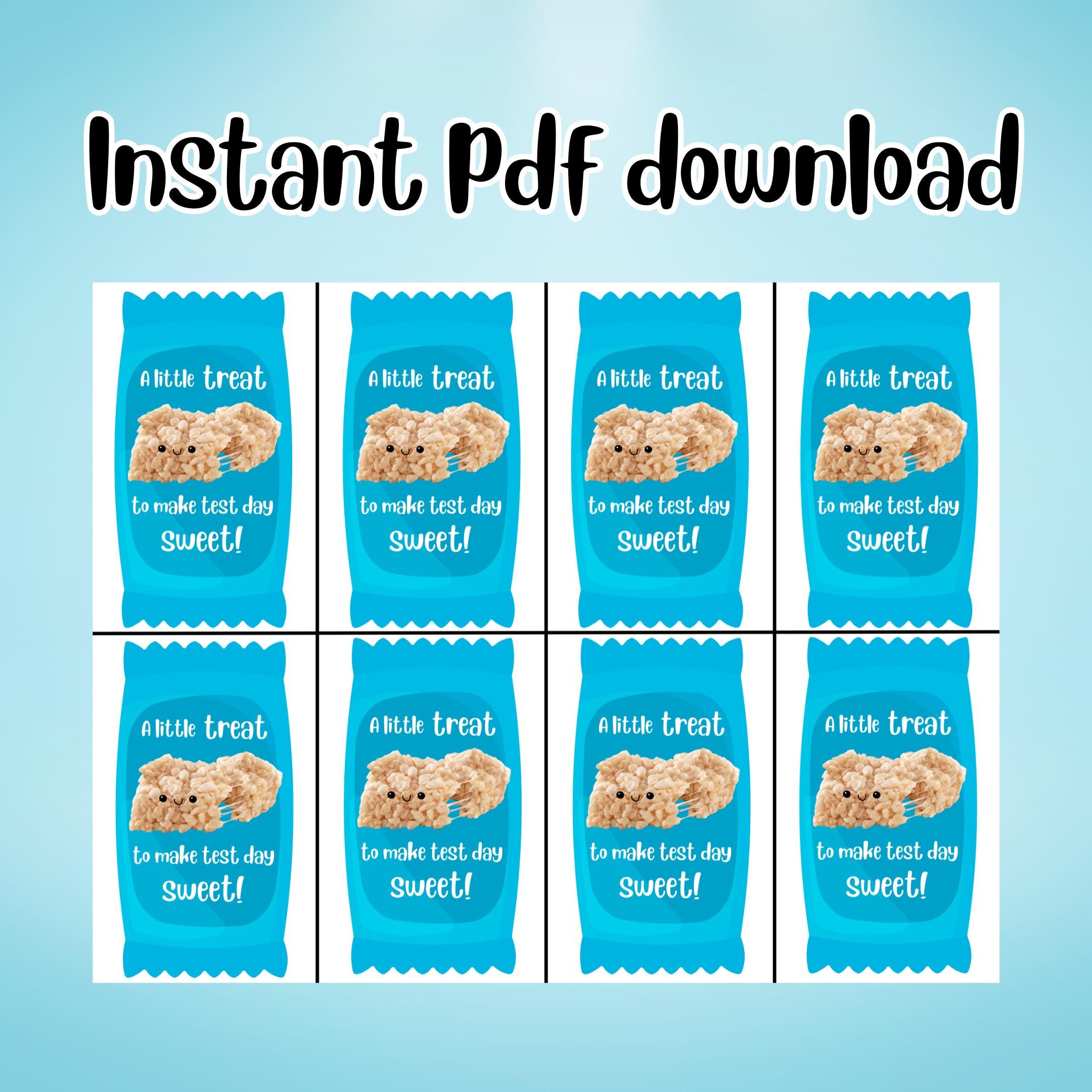 Testing Day Snack Tag, Classroom Treat Tag, Crispy Rice Treats, Good ...