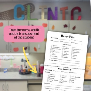 School Nurse Clinic Pass, Pass for Nurse's Office, School Nurse ...