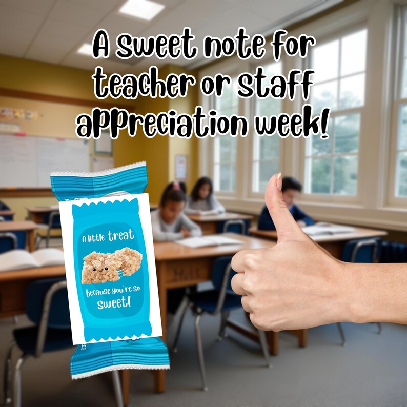 Teacher Appreciation Snack Tag, Treat Tag, Crispy Rice Treats, Thank ...