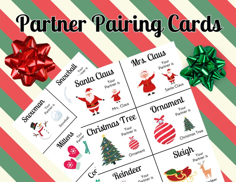 Christmas Partner Pairing Cards, Group Pairing and Matching Cards ...