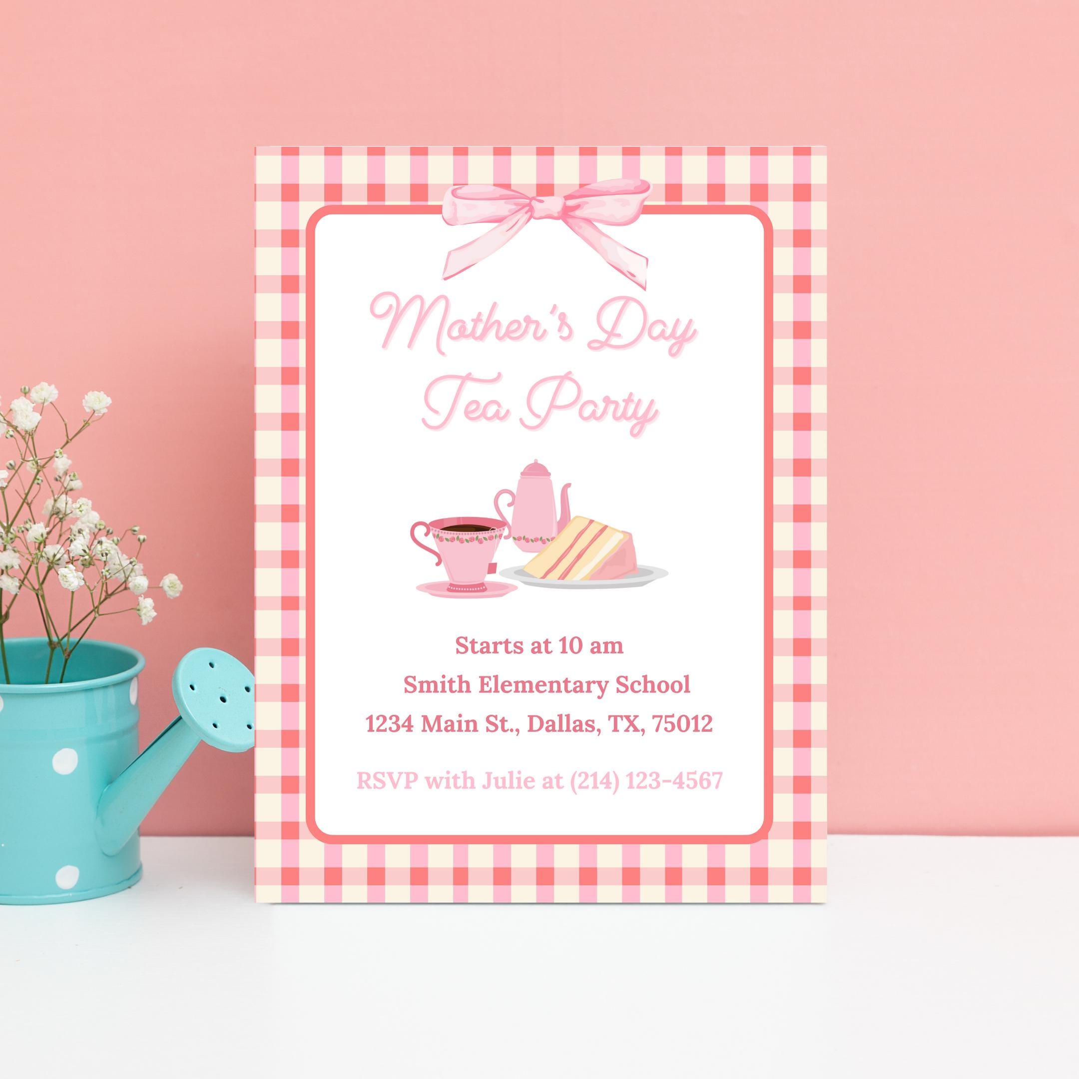 Mother's Day Tea Party Invitation, Tea Party Invitation, Mother's Day ...