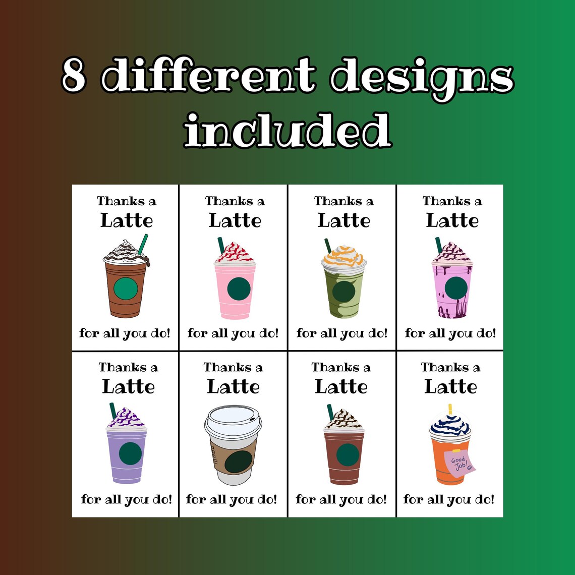 Thanks A Latte Coffee Tag, Starbucks Label, Starbucks Coffee Tag, Treat ...