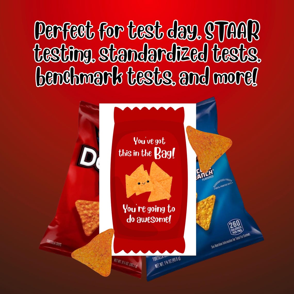 Testing Day Snack Tag, Classroom Treat Tag, Nacho Cheese Chips, Chip ...