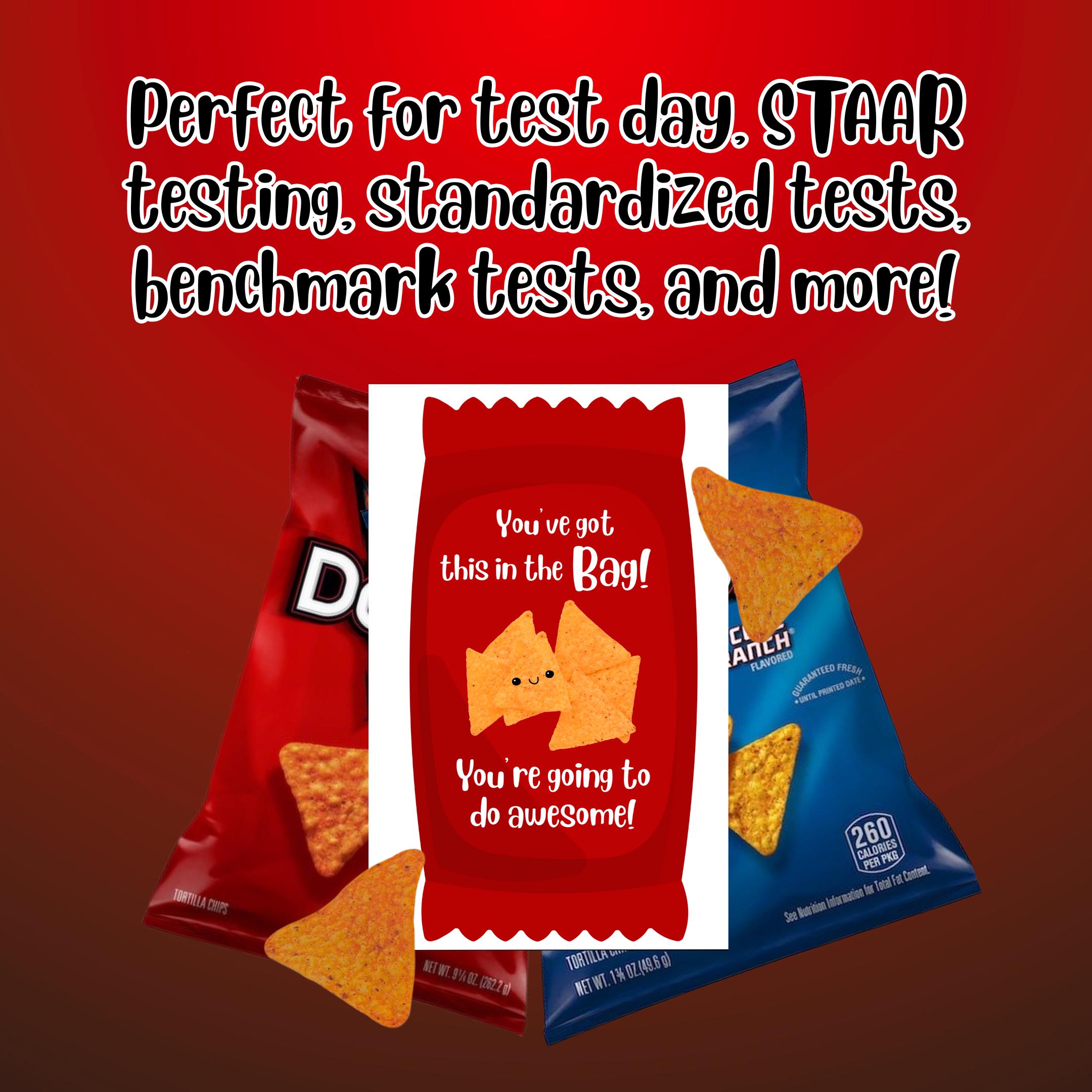 Testing Day Snack Tag, Classroom Treat Tag, Nacho Cheese Chips, Chip ...