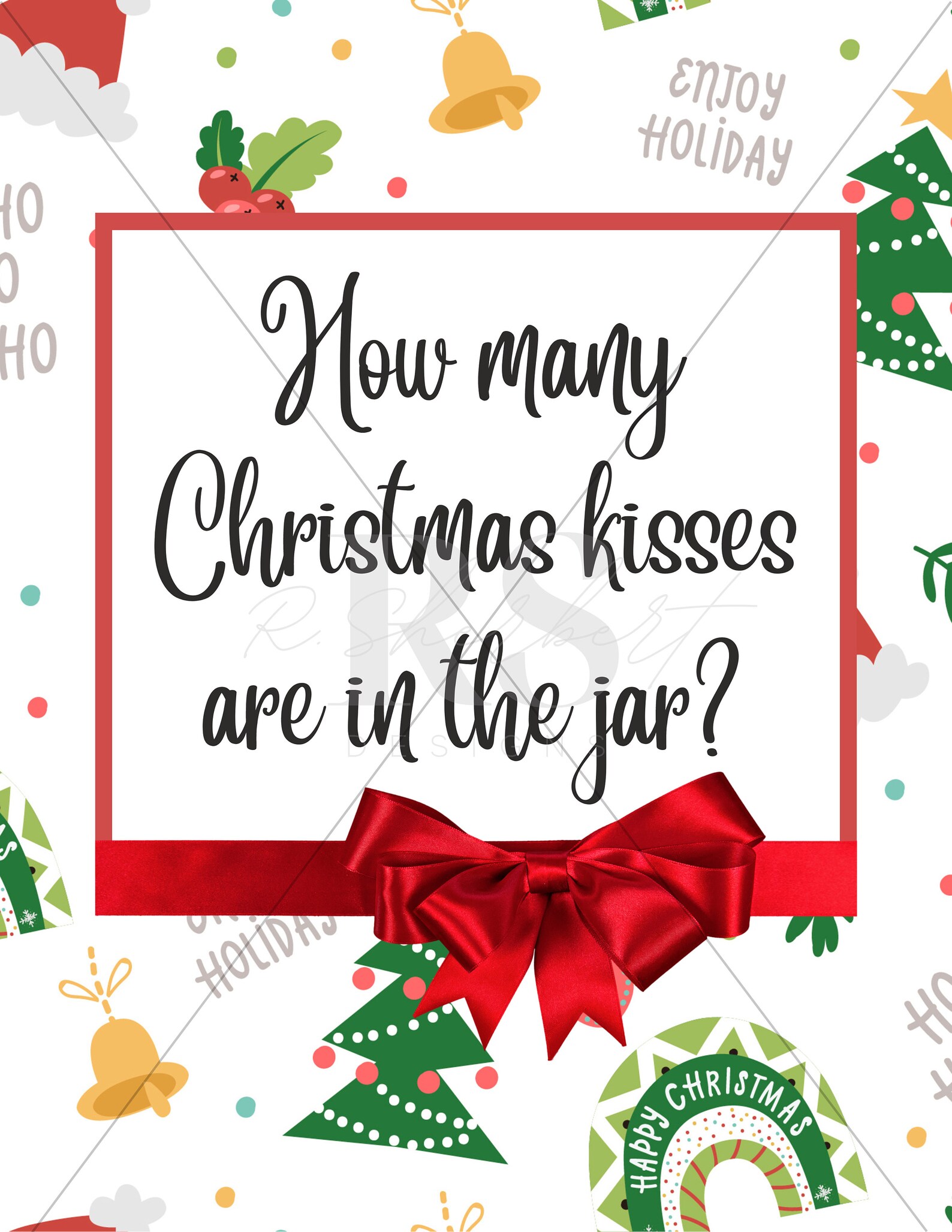 Christmas Party Game, How Many Kisses Guessing Game, Christmas, Holiday ...