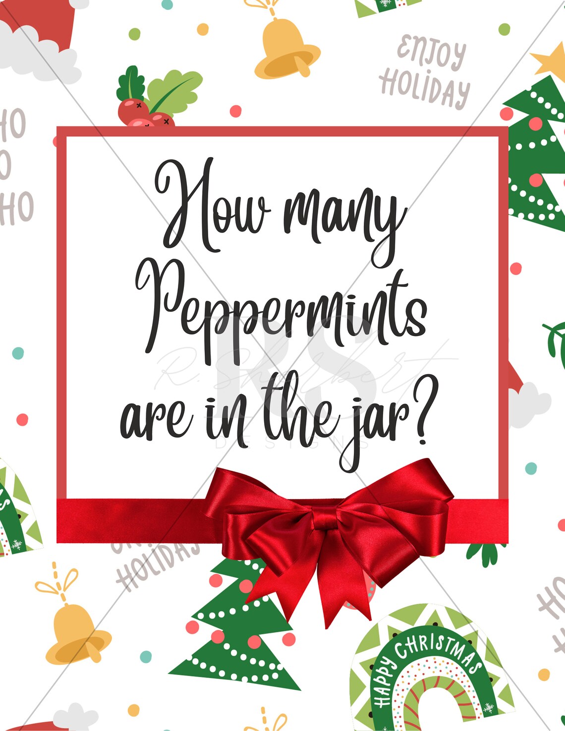 Christmas Party Game, How Many Kisses Guessing Game, Christmas, Holiday ...