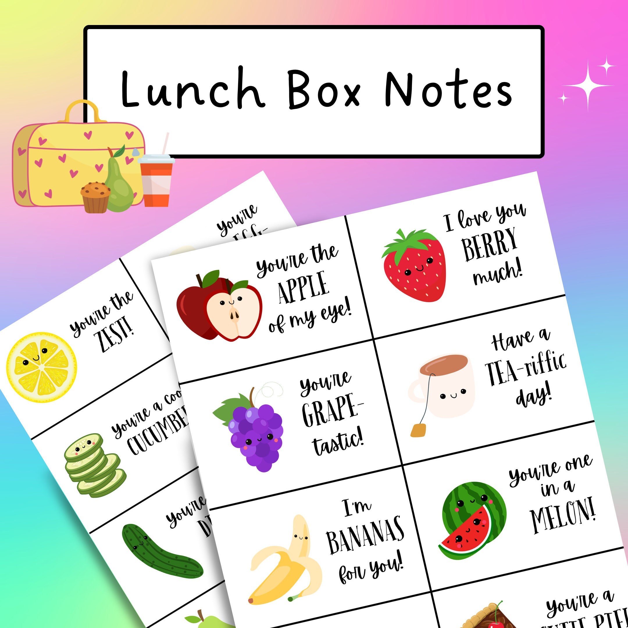 Lunch Box Notes, 45+ Lunch Bag Notes, Lunch Box Cards, Back to School ...
