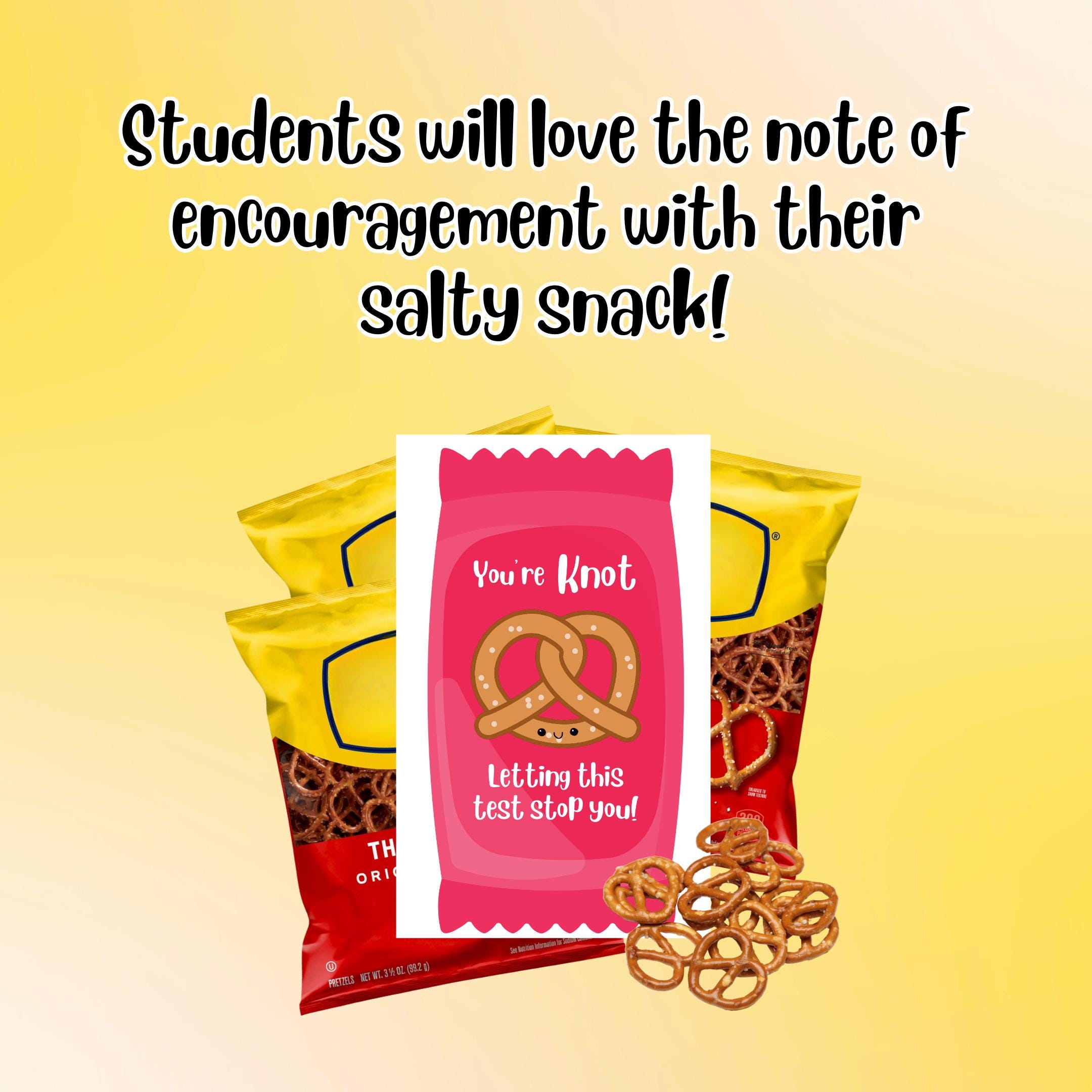 Testing Day Snack Tag, Classroom Treat Tag, Pretzel Tags, Good Luck ...