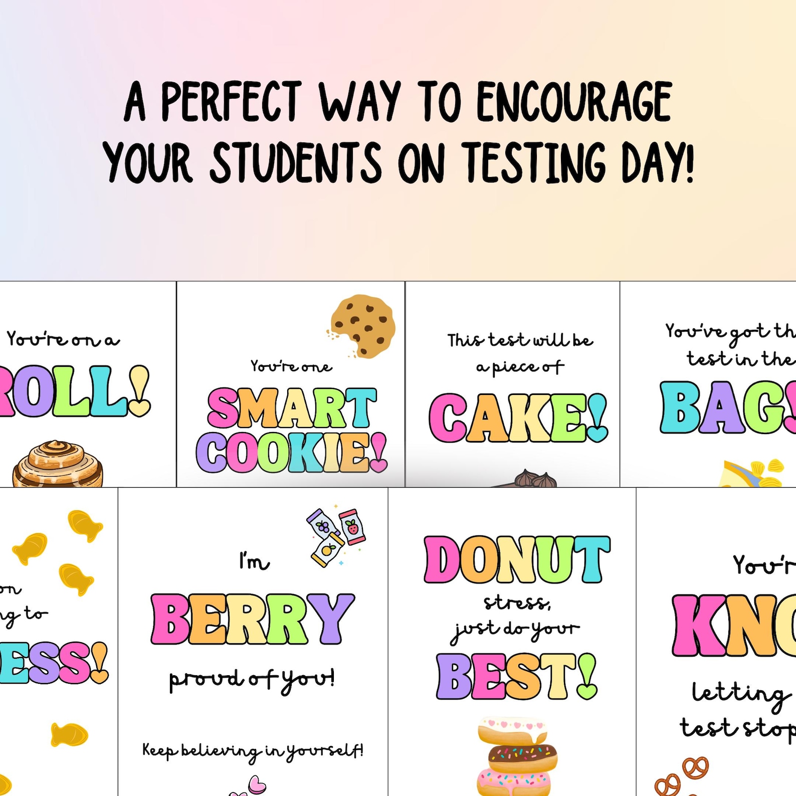 State Testing Snack Tags, Printable Snack Labels, Goody Bag Toppers for ...