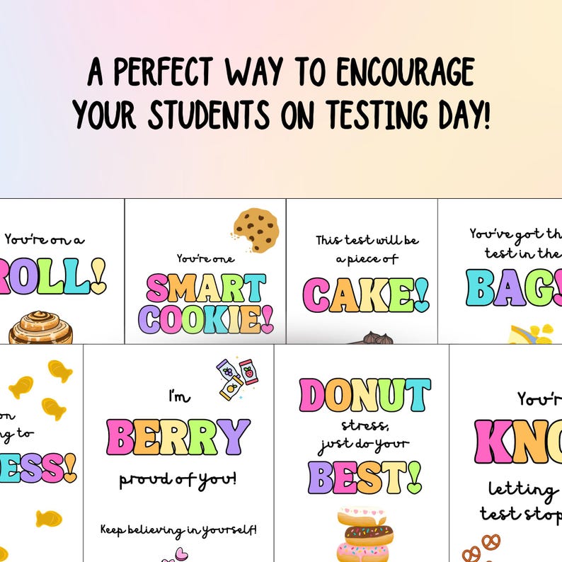 State Testing Snack Tags, Printable Snack Labels, Goody Bag Toppers for ...