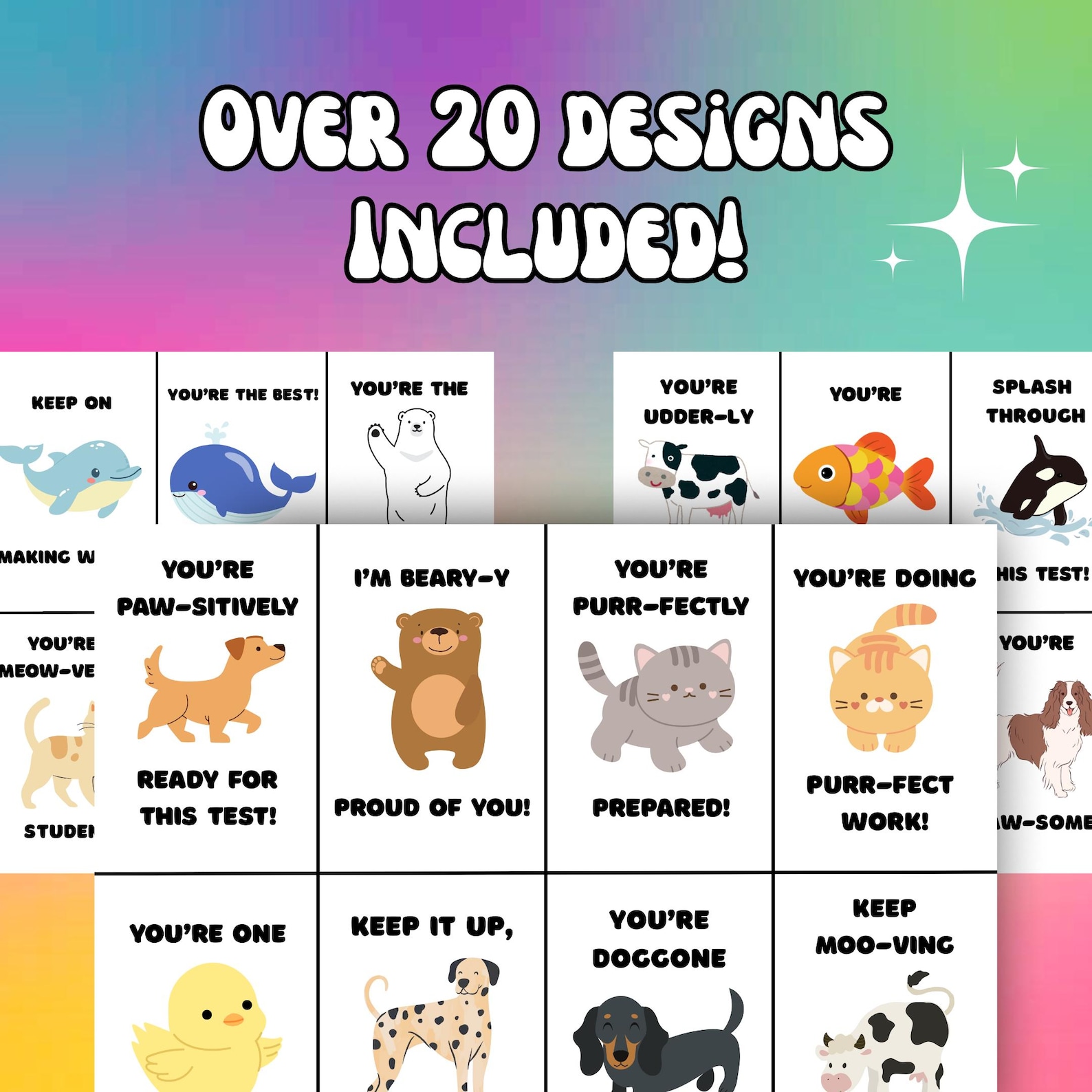 Testing Encouragement Notes, Testing Day Notes, Testing Snack, Animal ...