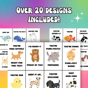 Testing Encouragement Notes, Testing Day Notes, Testing Snack, Animal ...