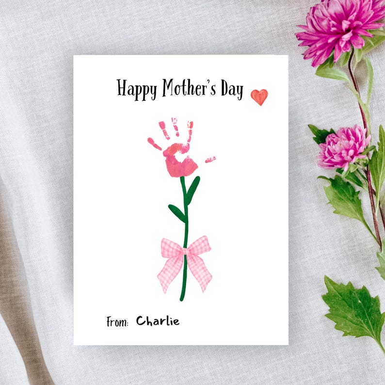 Mother's Day Handprint Card, Flower Handprint Craft, to Mom From Kids ...