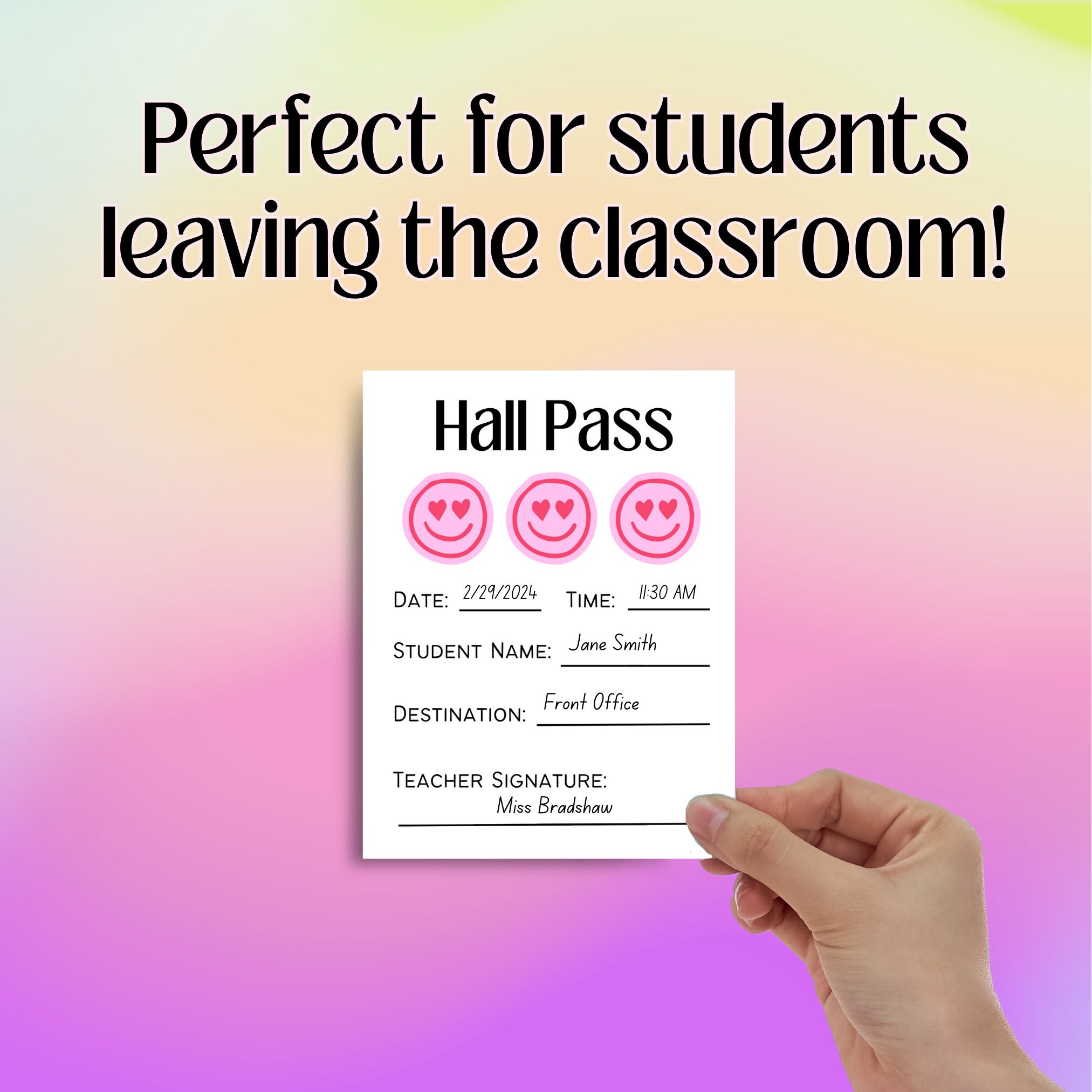 Hall Passes, Preppy Themed Hall Pass Set, Office Pass, Smiley Face ...