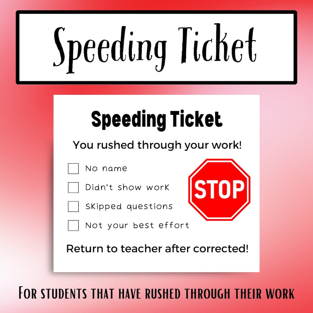 Speeding Ticket, Classroom Management Tool, Back to School Supplies for Teachers, Behavior ...