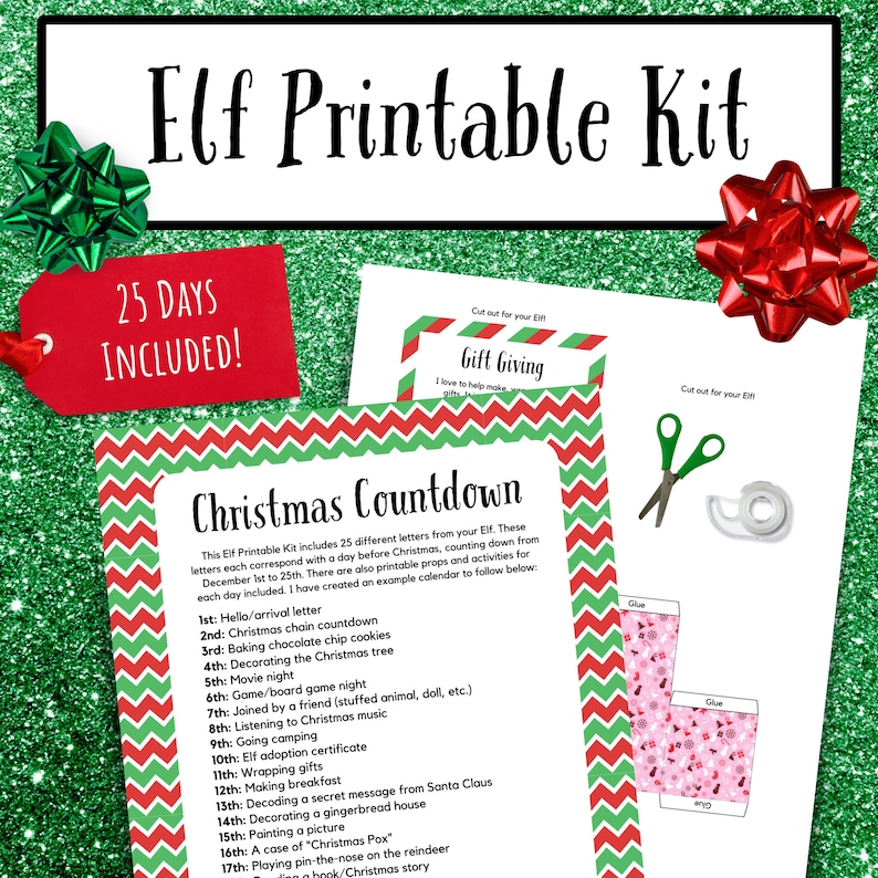 Elf Printable Kit, Elf Props, Activities and Letters Included, 25 Day ...